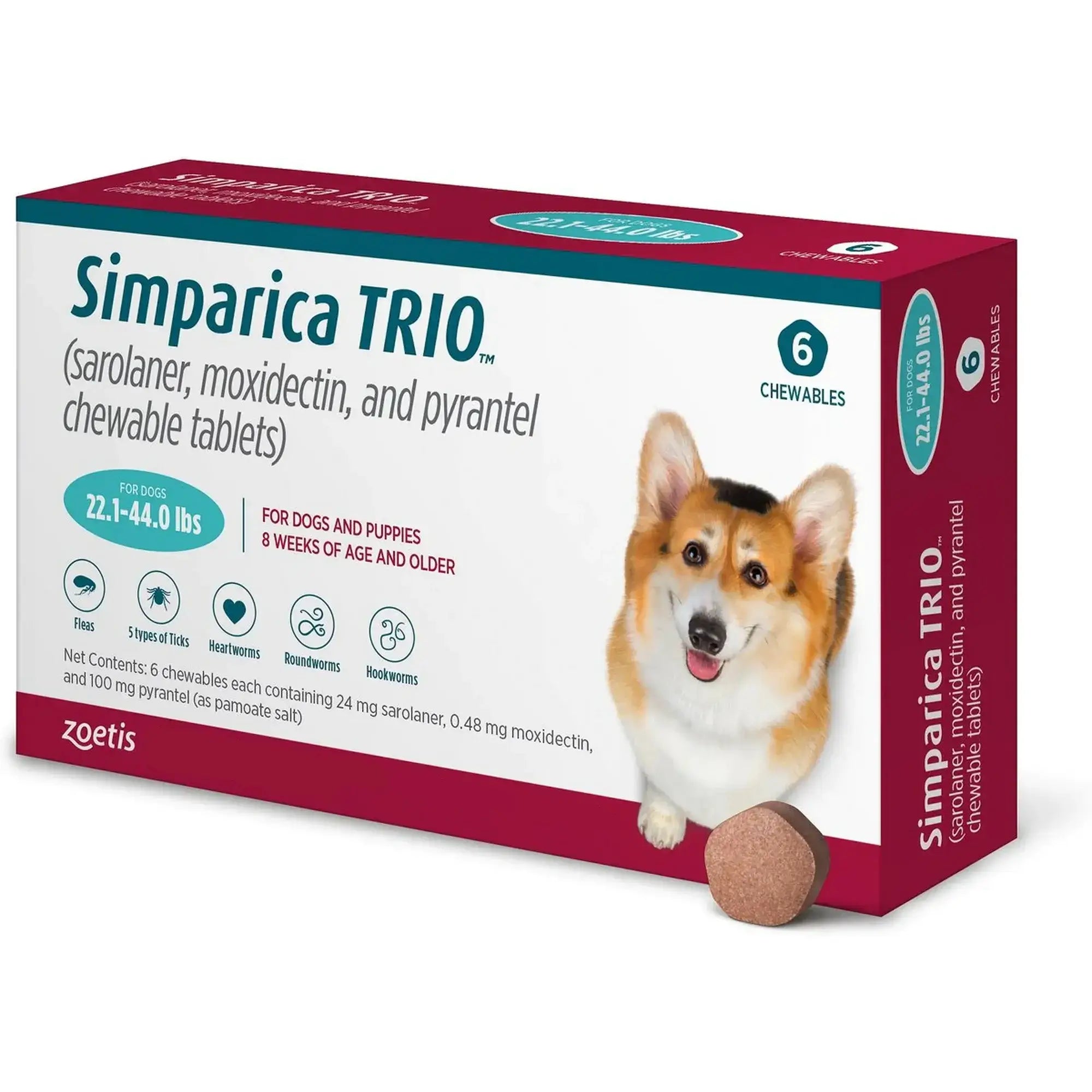 Simparica Trio for Medium Dogs (22–44 lbs) | No RX Needed